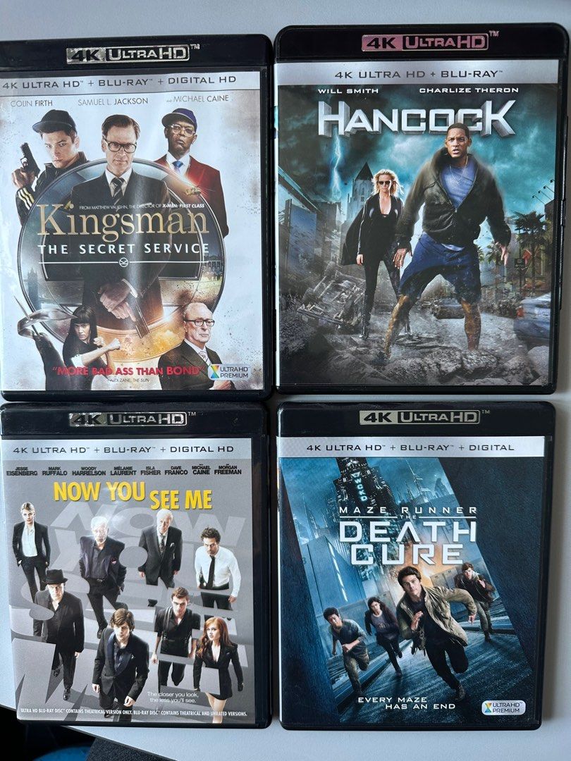 4K ultra blu ray- Kingsman , Now you see me, Maze runner death cure ...