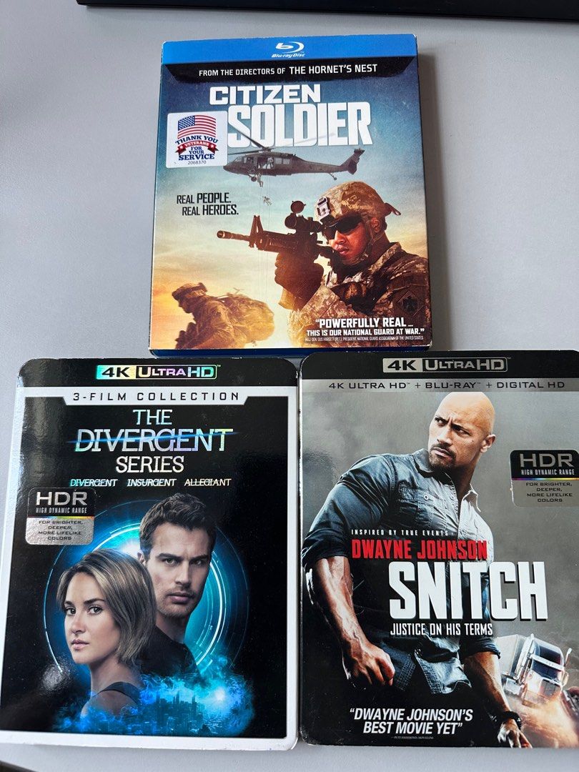 4K ultra blu ray- Snitch, blu ray- Citizen soldier, Hobbies & Toys ...