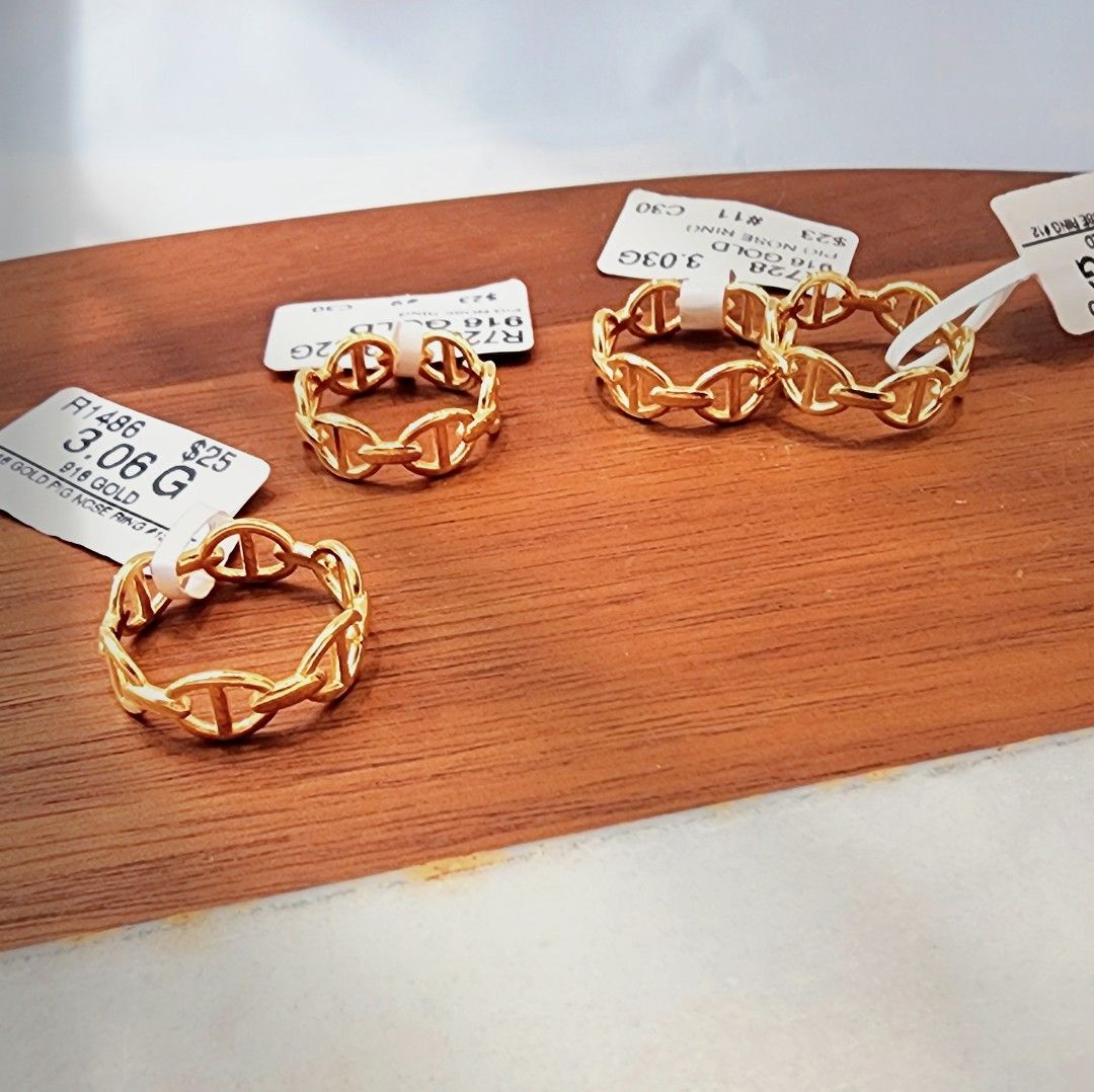 916 Gold Pig Nose Ring, Women's Fashion, Jewelry & Organisers, Rings on ...