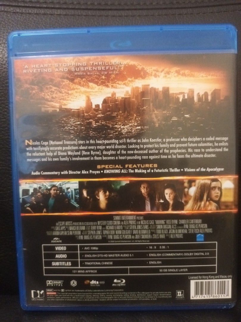 尼古拉斯基治 NICOLAS CAGE 地球毀滅密碼 KNOWING BLU-RAY MOVIE 藍光影碟 中文字幕, 興趣及遊戲, 音樂、樂器 & 配件, 音樂與媒體 - CD 及 DVD ...