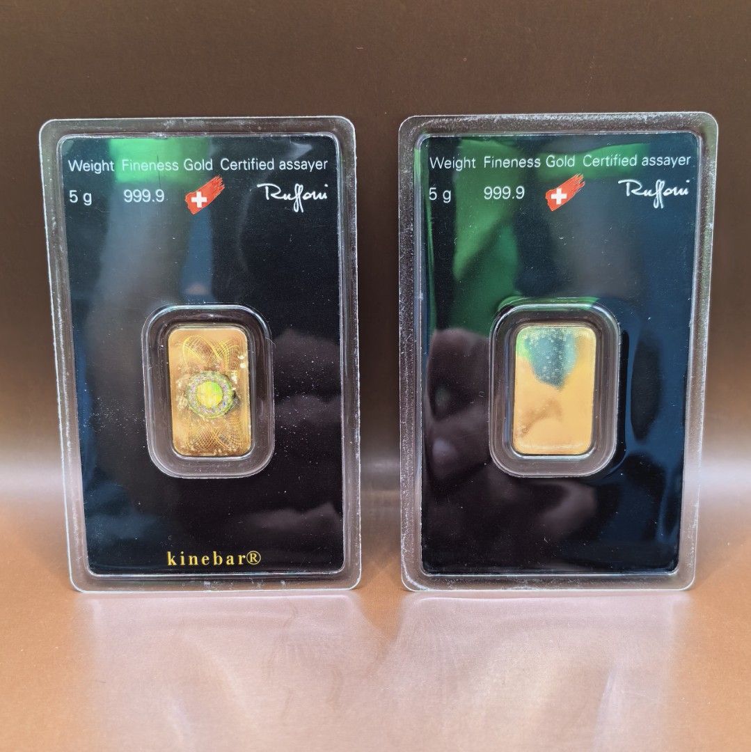 Argoe Heraeus 5g 999.9 Gold Bar with Cert (2 pcs set), Men's Fashion ...