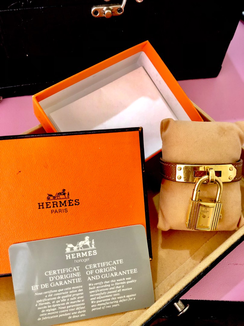 Authentic Hermes Kelly watch in cognac leather strap, Luxury, Watches ...