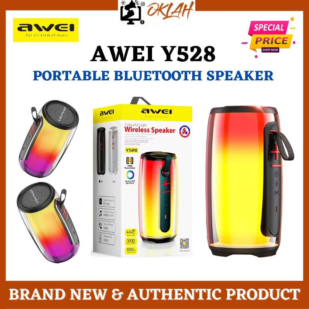 Awei Y528 Colourful Light Outdoor Wireless Speaker Bluetooth TWS Hifi ...