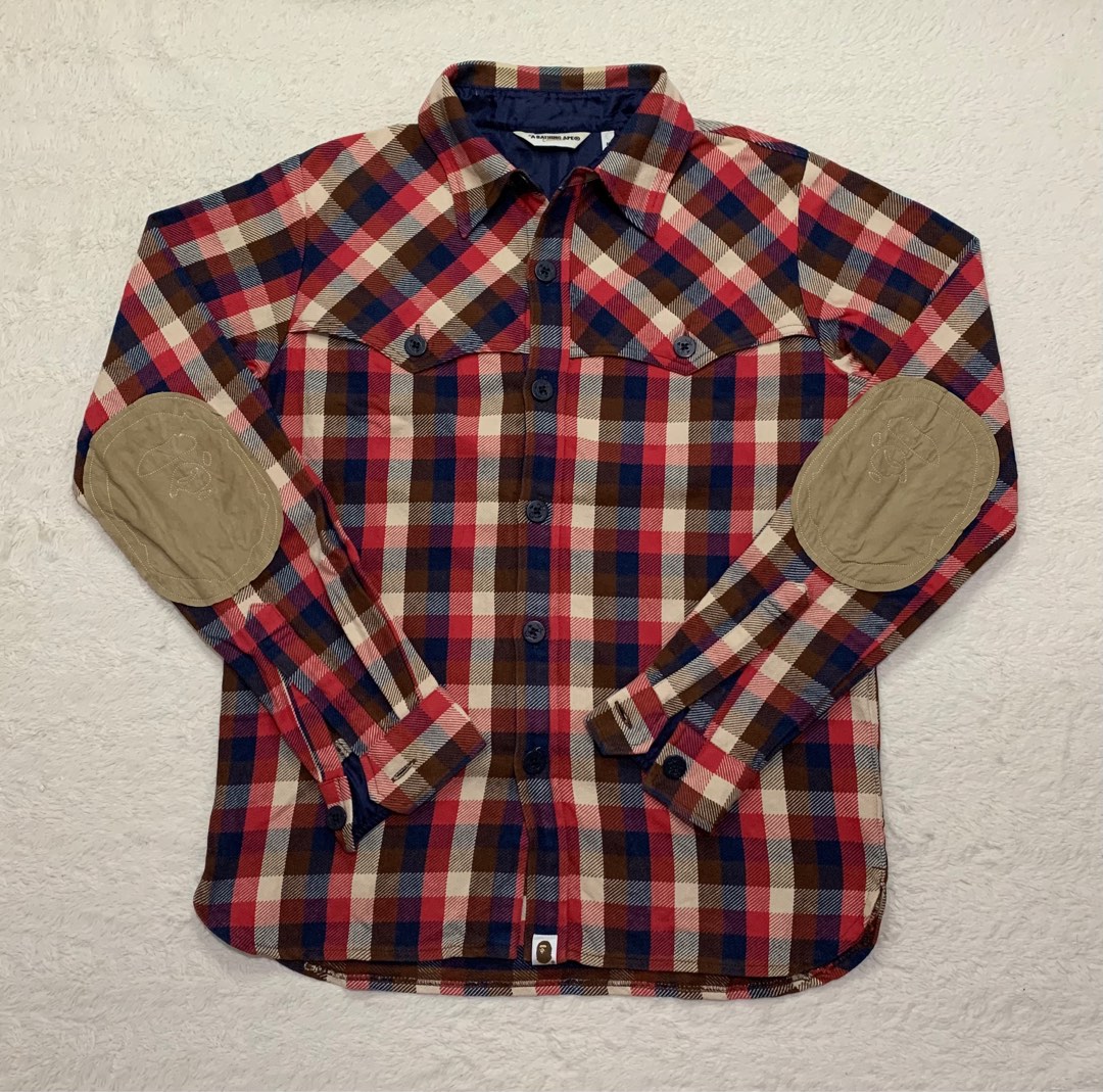 A Bathing Ape - Bape- Heavy Flannel Checkerd, Men's Fashion, Tops ...