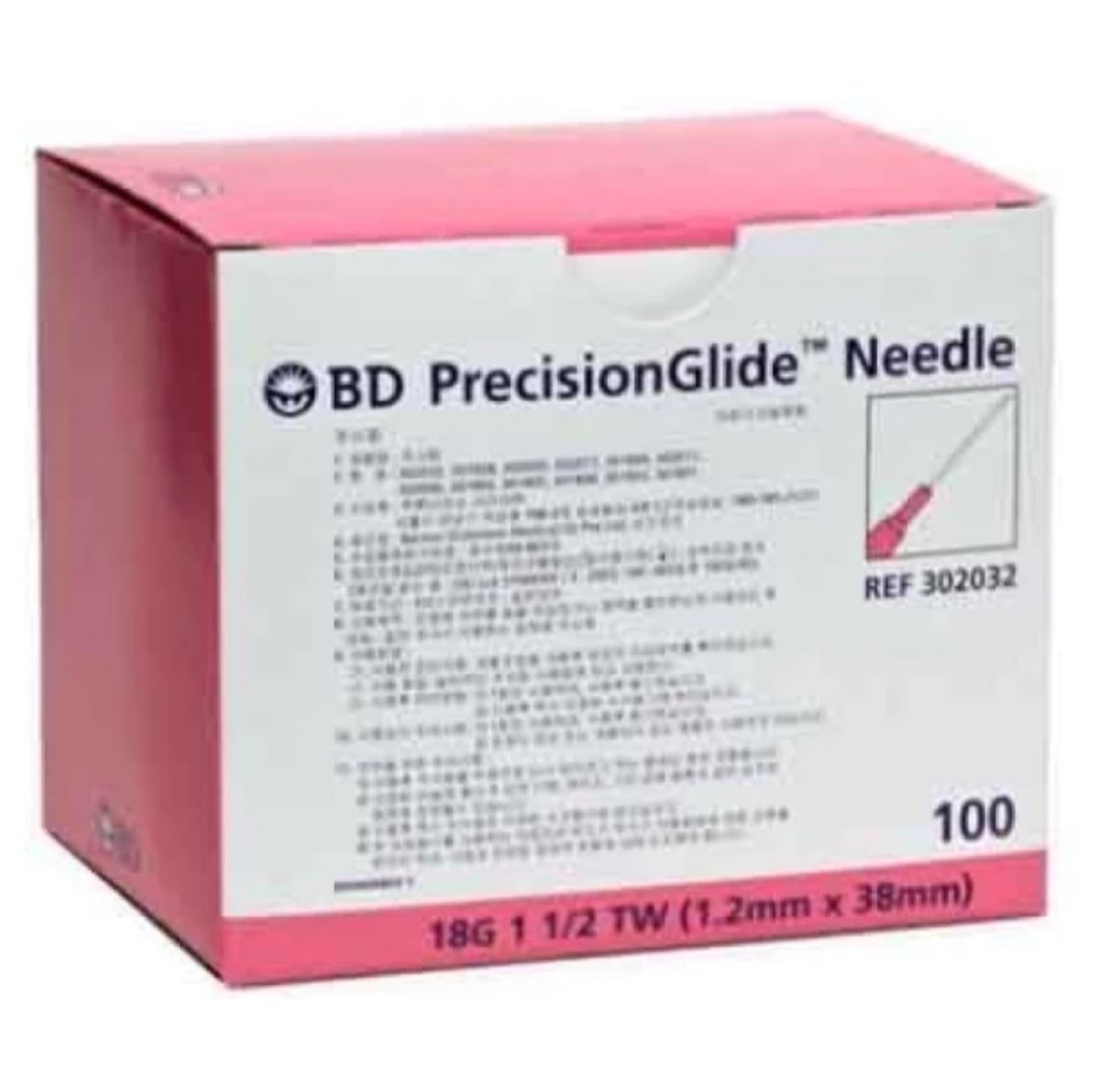 BD PrecisionGlide Needle, 18G X 1 1/2" TW (1.2mm X 38mm) (24 pcs ...