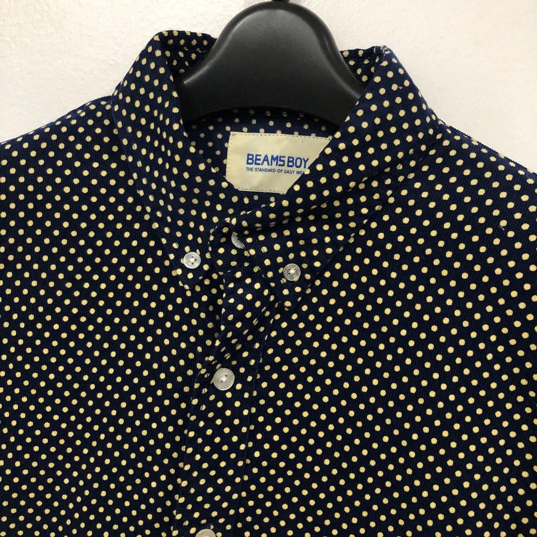 Beamsboy by Beams Japan Ultralight Corduroy Blue Polka Midi Dress ...