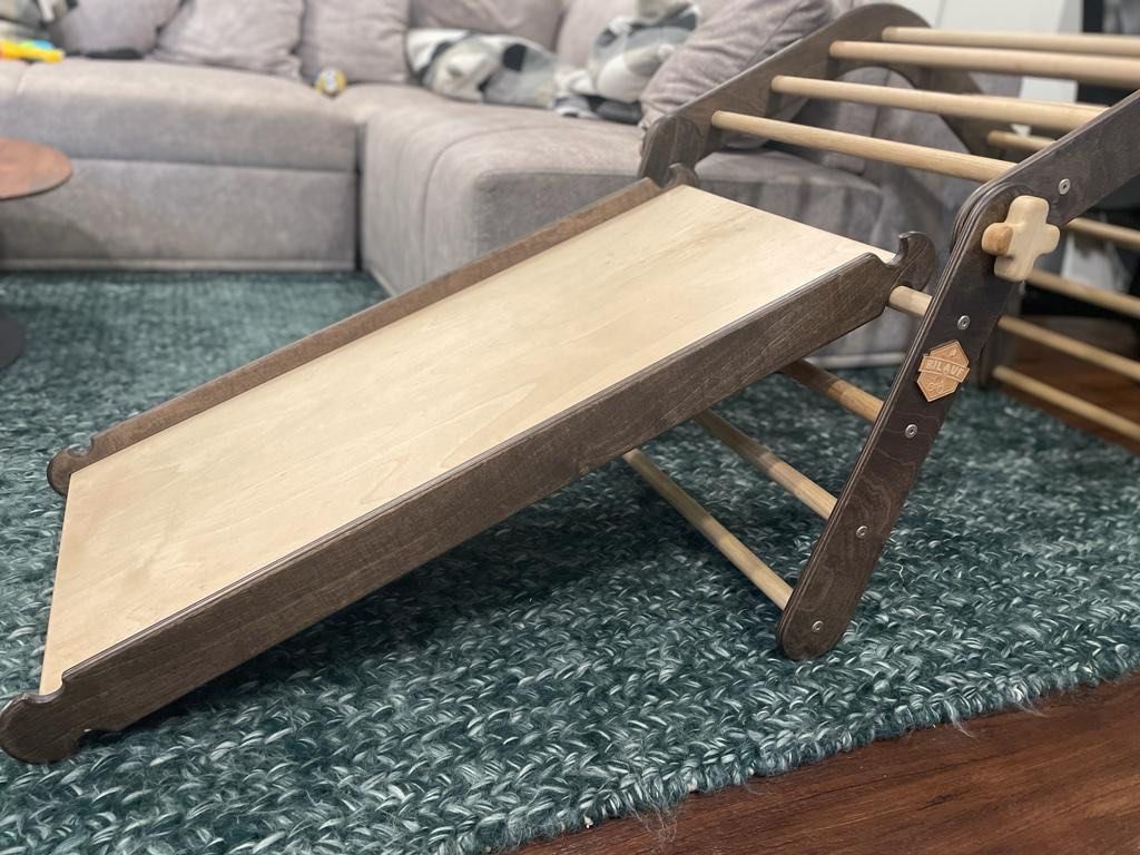 Birch Wood Foldable Climbing Frame with Slide + Rock wall, Babies ...