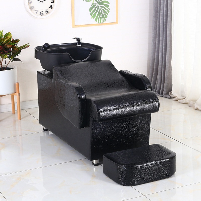 Black HAIR WASH CHAIR Salon SALOON Table Barber Bed Washing Chair Fibre ...