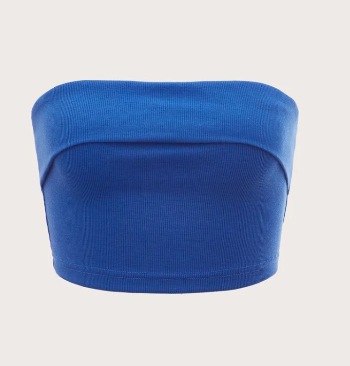 Blue Knit Tube Top, Women's Fashion, Tops, Sleeveless on Carousell
