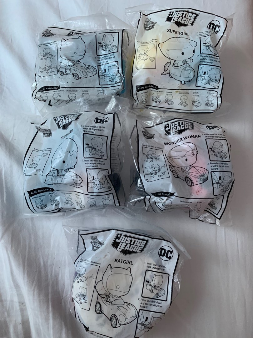 BNEW Jolly Kiddie Meal Justice League set of 5, Hobbies & Toys, Toys ...