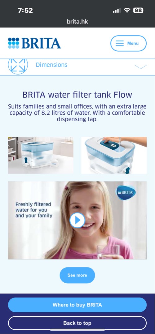 Brita Flow Tank Water Jug, 家庭電器, 廚房電器, 濾水器及飲水機 - Carousell