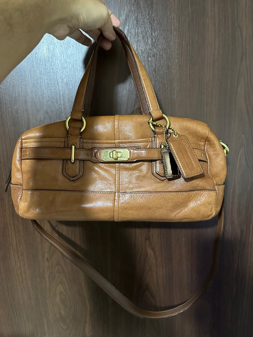 *Coach 2-way Leather Hand/Shoudler Bag (Brown)*, Luxury, Bags & Wallets ...