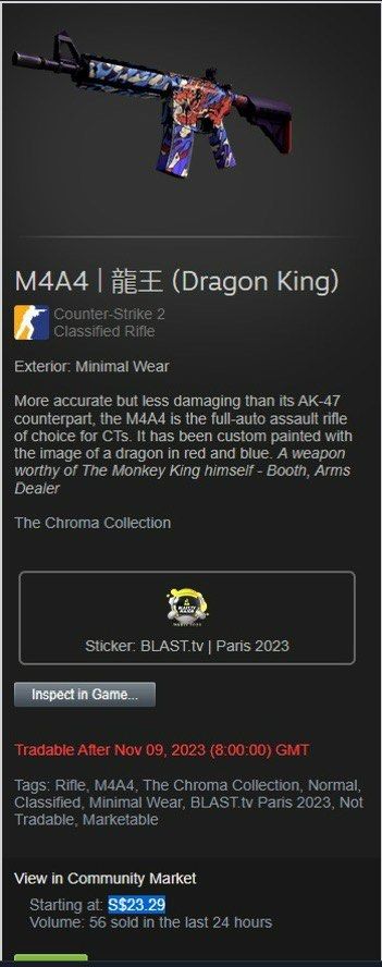 CSGO CS2 M4A4 | Dragon King MW [BUFF PRICE], Video Gaming, Gaming ...