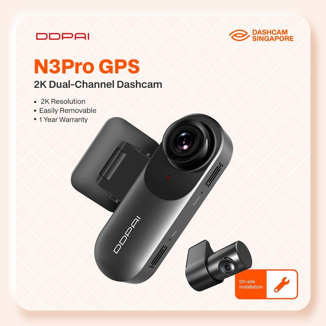 DDPAI Mola N3Pro GPS Car Camera | Dual-Channel Easily Detachable Front ...
