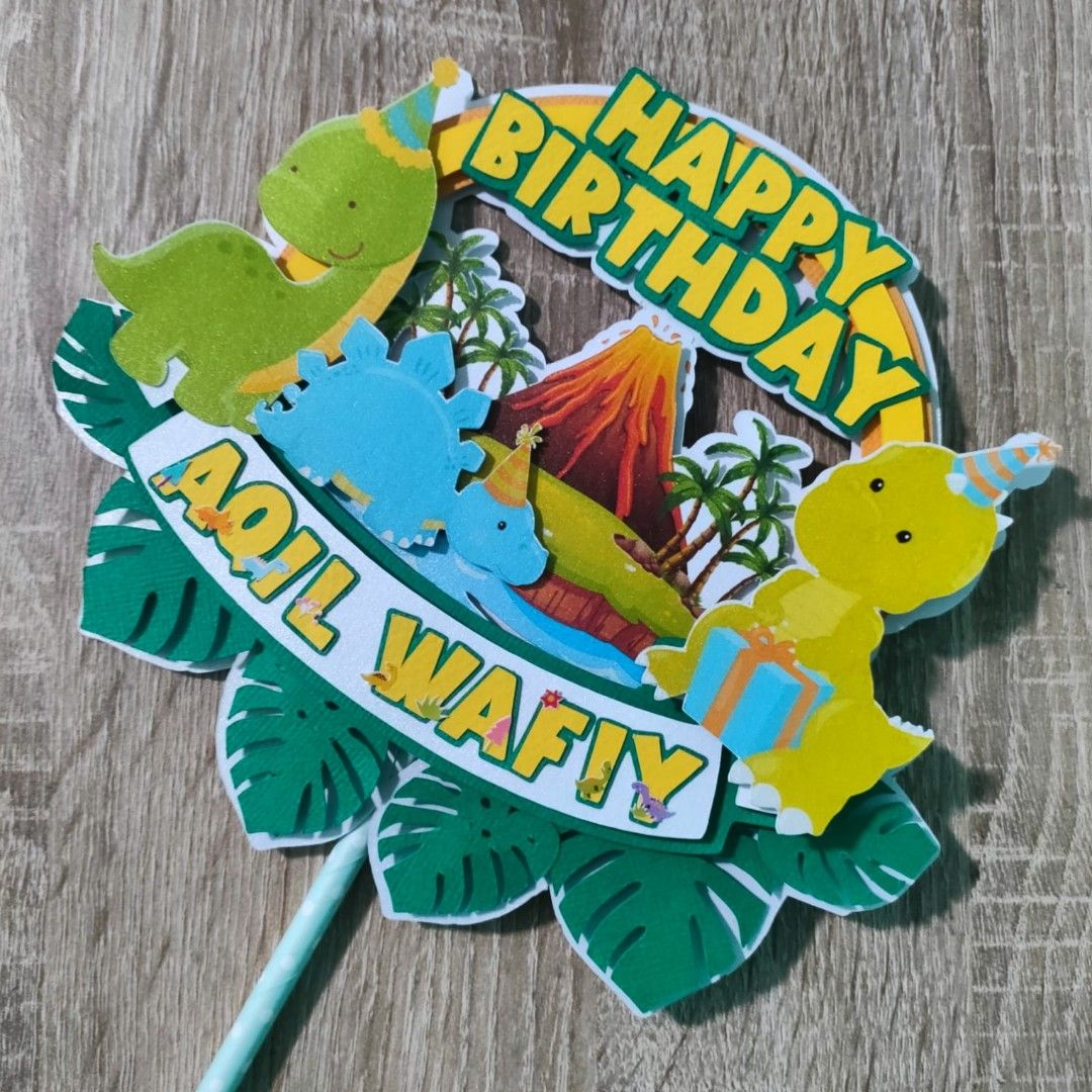 Dino Cake Topper, Hobbies & Toys, Stationery & Craft, Art & Prints on ...