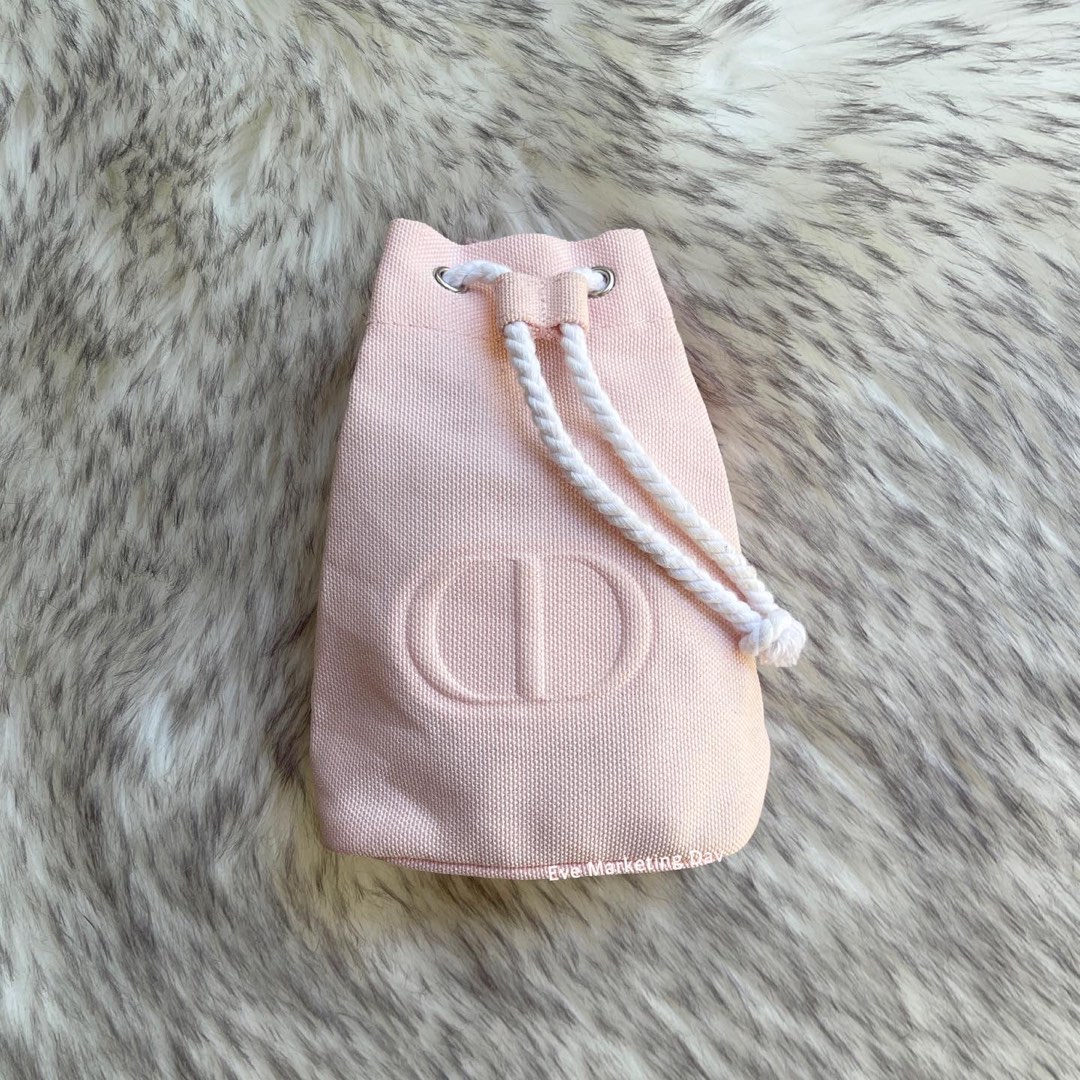 Dior Beauty Pink Canvas Micro Drawstring Pouch, Luxury, Bags & Wallets ...