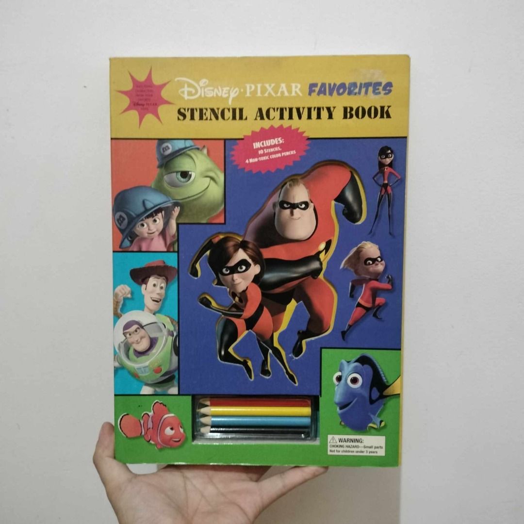 DISNEY PIXAR STENCIL ACTIVITY BOOK (with color pencils), Hobbies & Toys, Books & Magazines ...