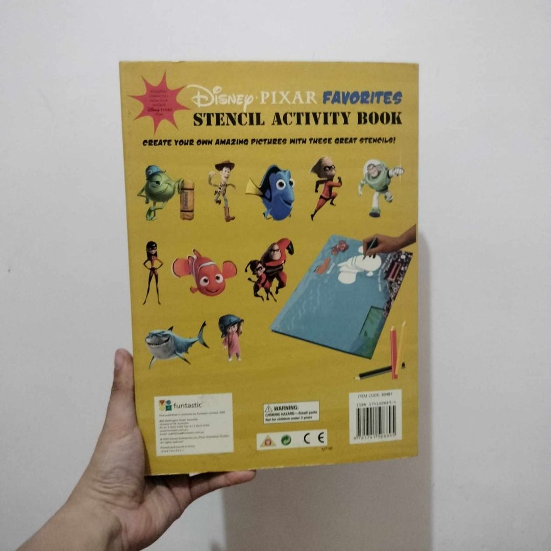 DISNEY PIXAR STENCIL ACTIVITY BOOK (with color pencils), Hobbies & Toys, Books & Magazines ...