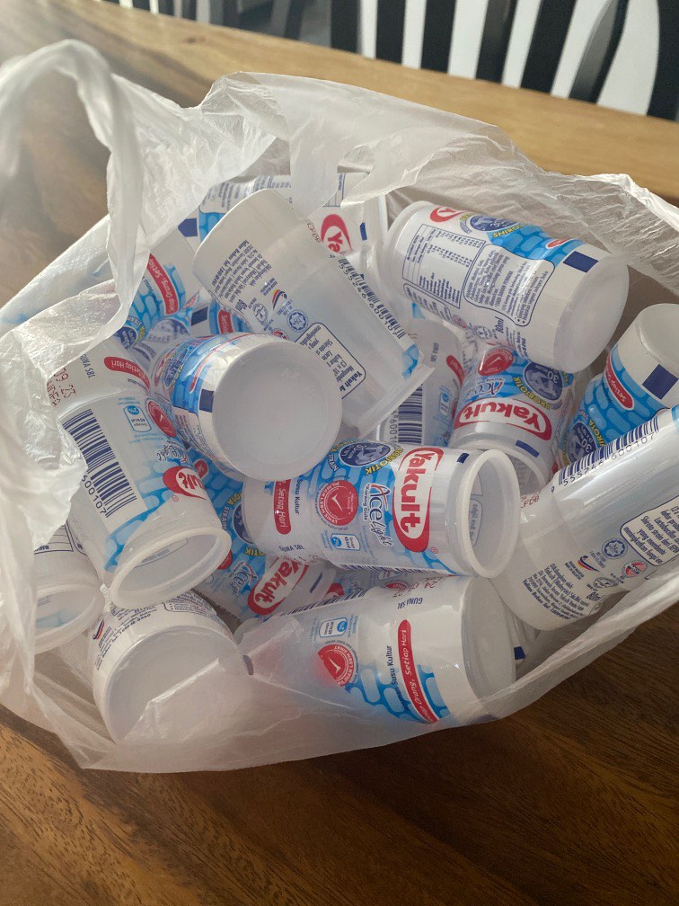 Empty Yakult plastic containers for art, Everything Else on Carousell