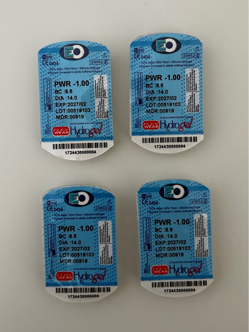 2 pairs -1.00 EO Flexwear Hydrogel, Beauty & Personal Care, Vision Care ...
