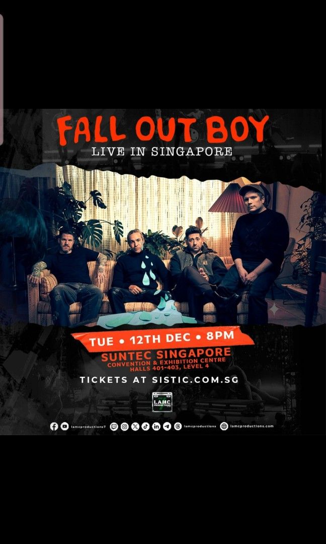 Fall Out Boy Concert Ticket, Tickets & Vouchers, Event Tickets on Carousell