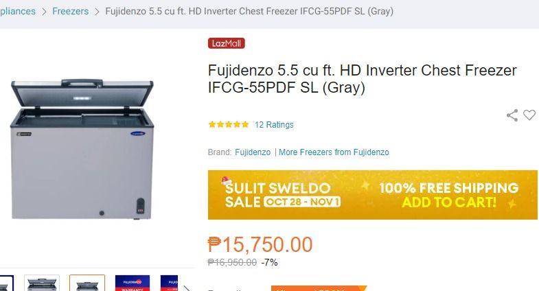 Fujidenso Chest Freezer/Inverter 5.5cu.ft., TV & Home Appliances ...