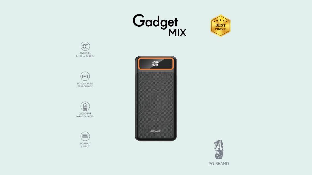 Gadget MIX Diginut P-40 20000mAh PD20W+22.5W Powerbank/ PD 20W + Type-C ...