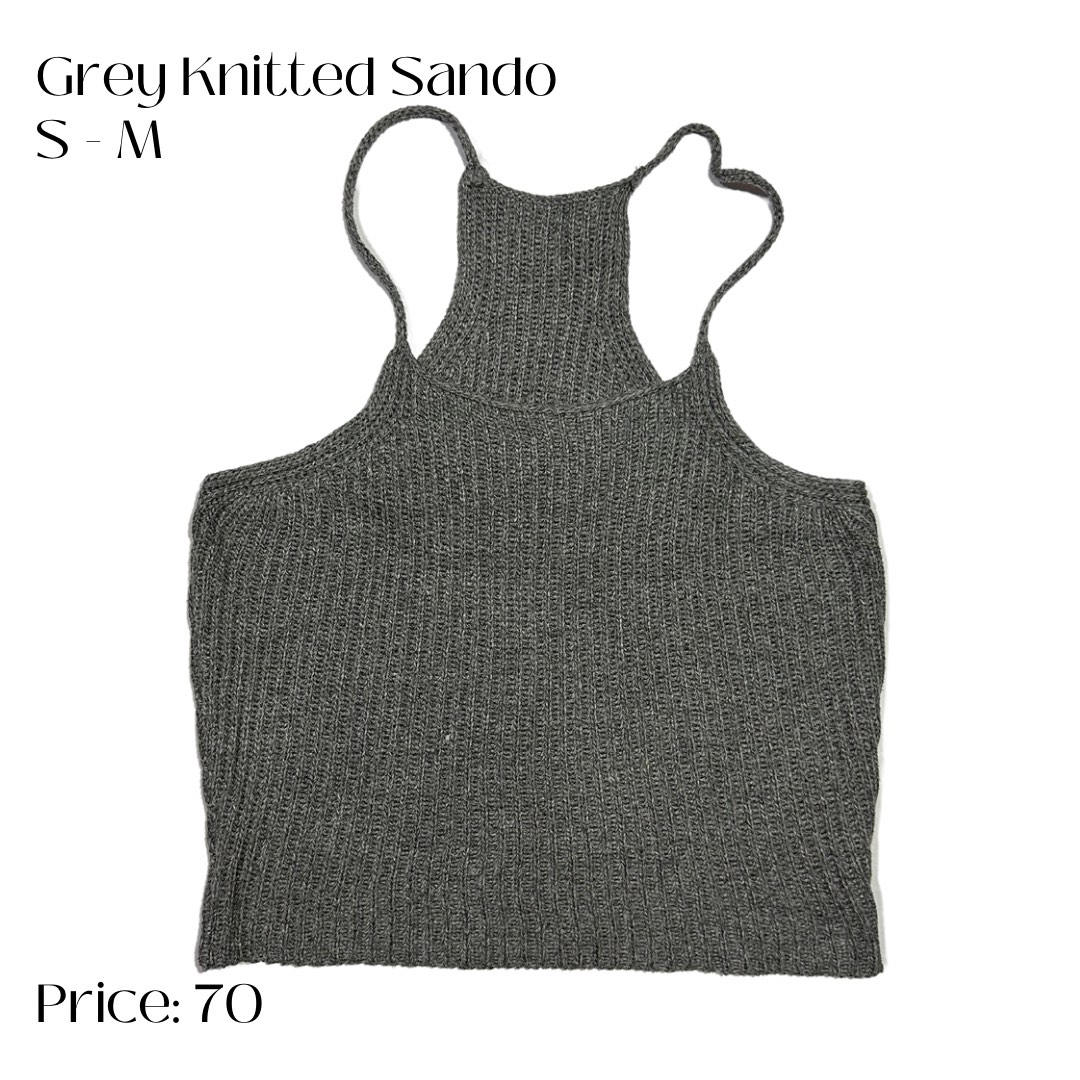 Grey Knitted Sando, Women's Fashion, Tops, Sleeveless on Carousell