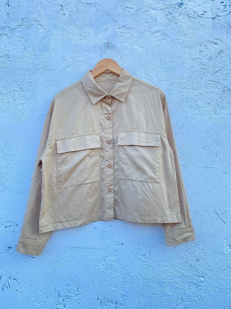 GU Cropped Field Jacket (Beige), Women's Fashion, Coats, Jackets and ...