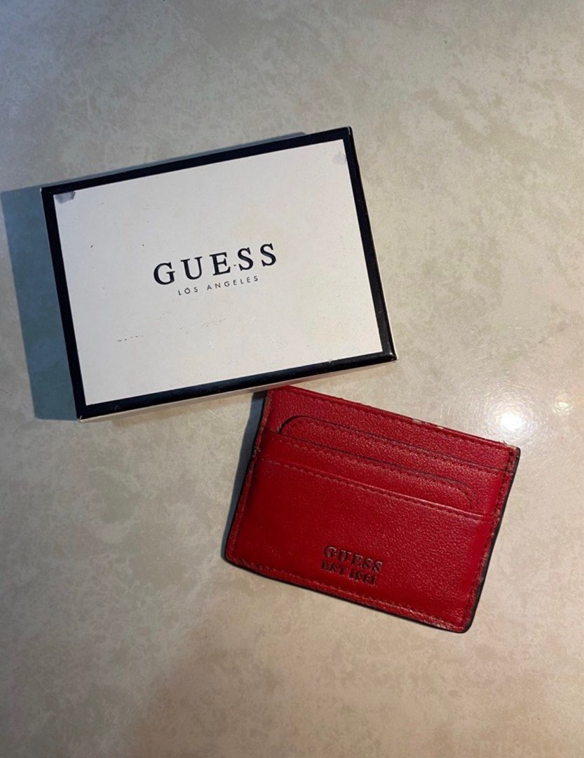 GUESS card holder red, Fesyen Wanita, Tas & Dompet di Carousell