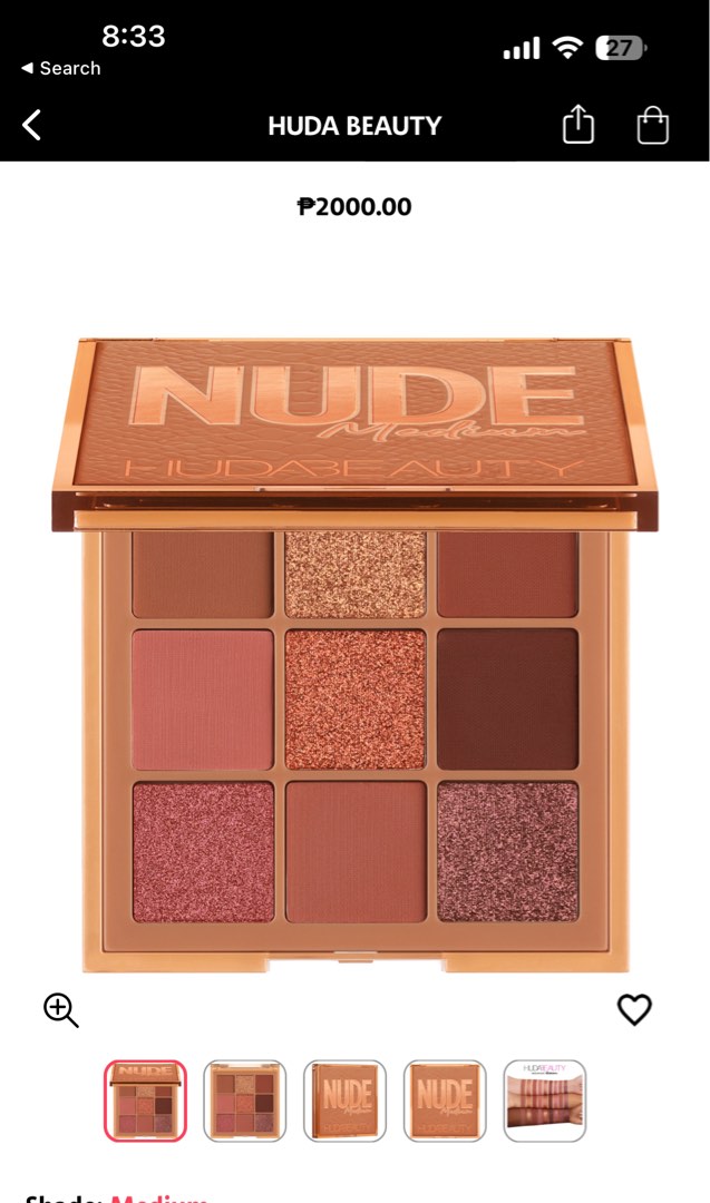 Huda beauty nude medium eyeshadow palette, Beauty & Personal Care, Face, Makeup on Carousell