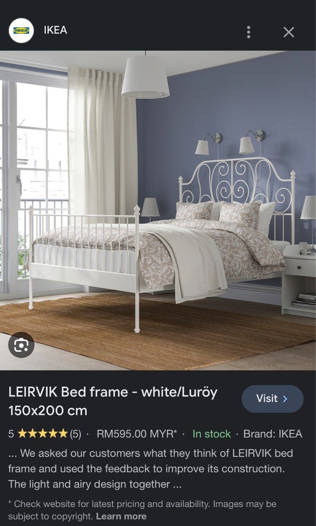 Ikea Leirvik bedframe, Furniture & Home Living, Furniture, Bed Frames ...