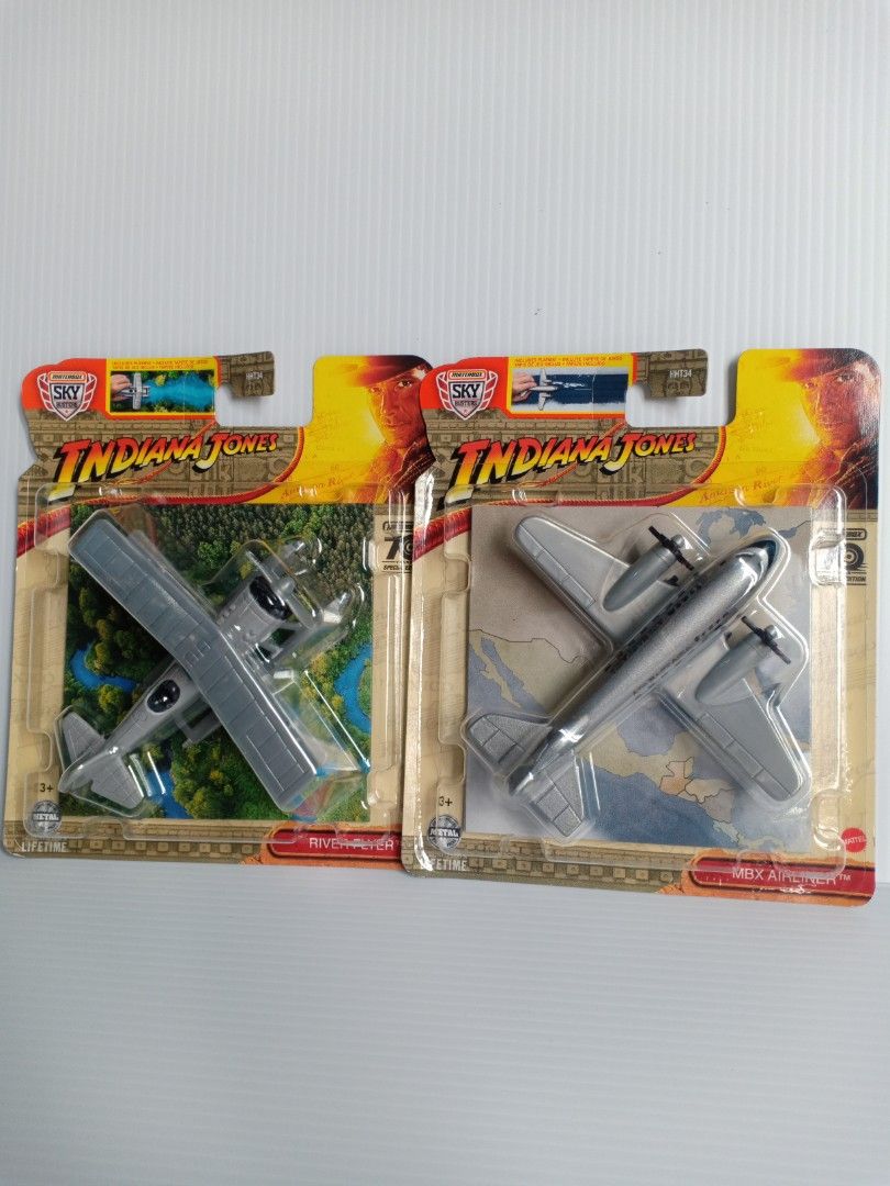 Indiana Jones Matchbox RIVER FLYER Grey HLJ06 9/32 & MBX AIRLINER Grey ...
