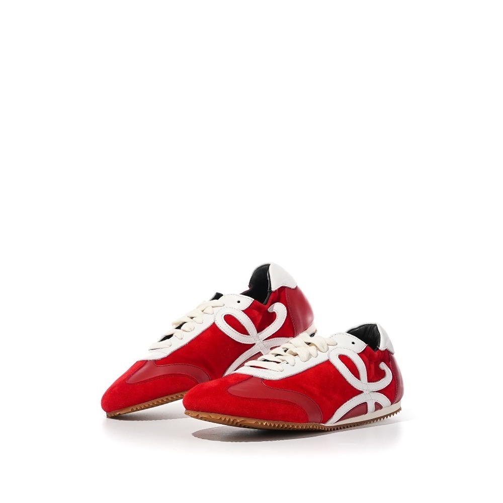 Loewe Red and White Suede Sneakers - Size 37, Luxury, Sneakers ...