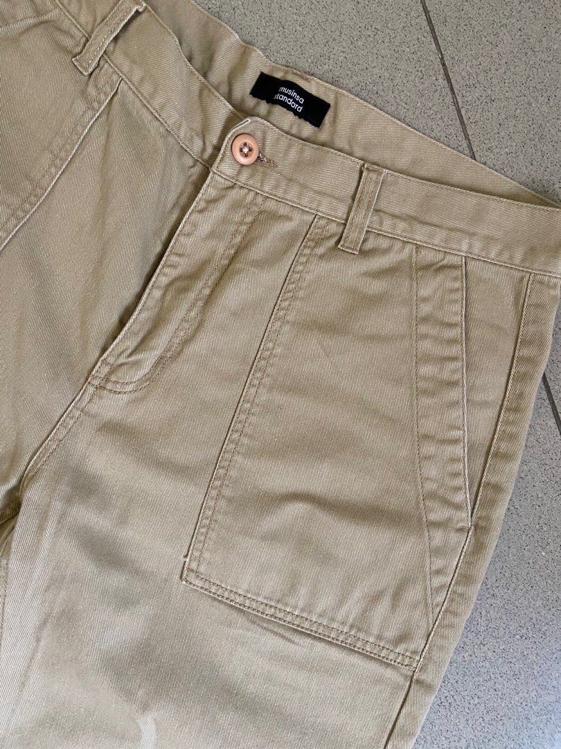 MUSINSA STANDART FATIGUE PANTS KHAKIS, Fesyen Pria, Pakaian , Bawahan di Carousell