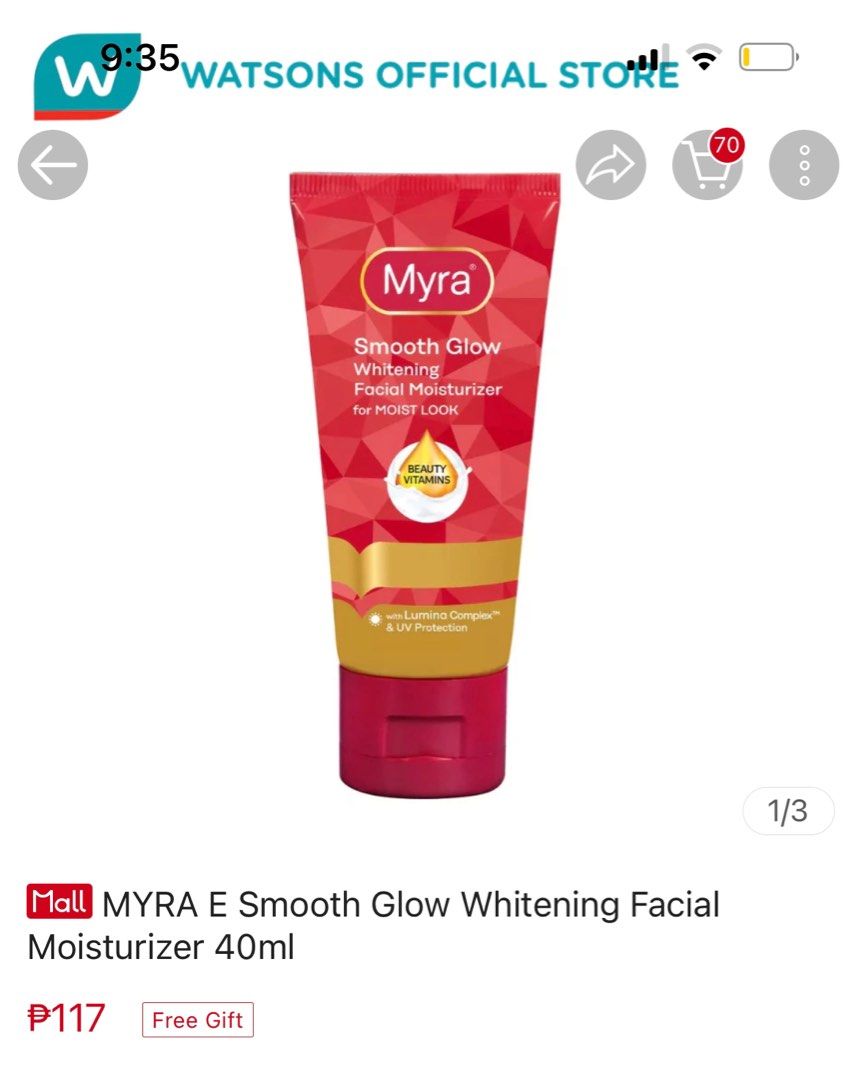 Myra whitening facial moisturizer, Beauty & Personal Care, Face, Face ...