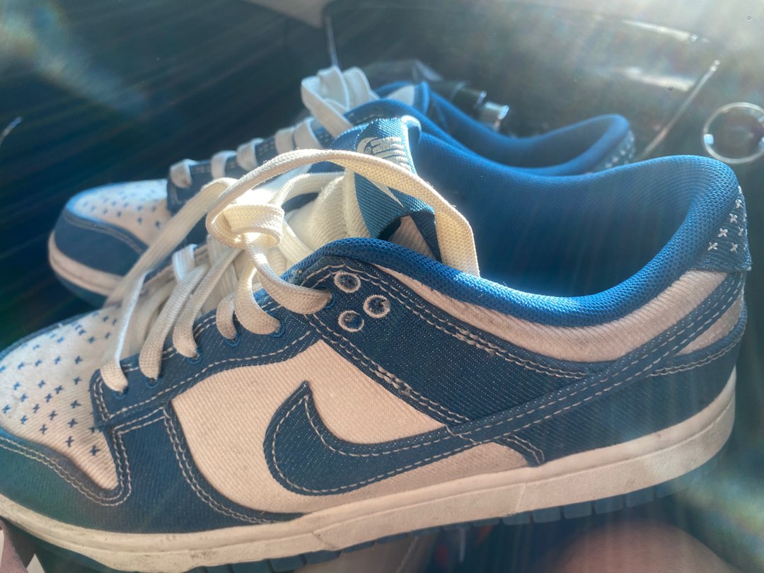 Nike Low Dunk Retro Se Sashiko Industrial Blue, Fesyen Pria, Sepatu ...