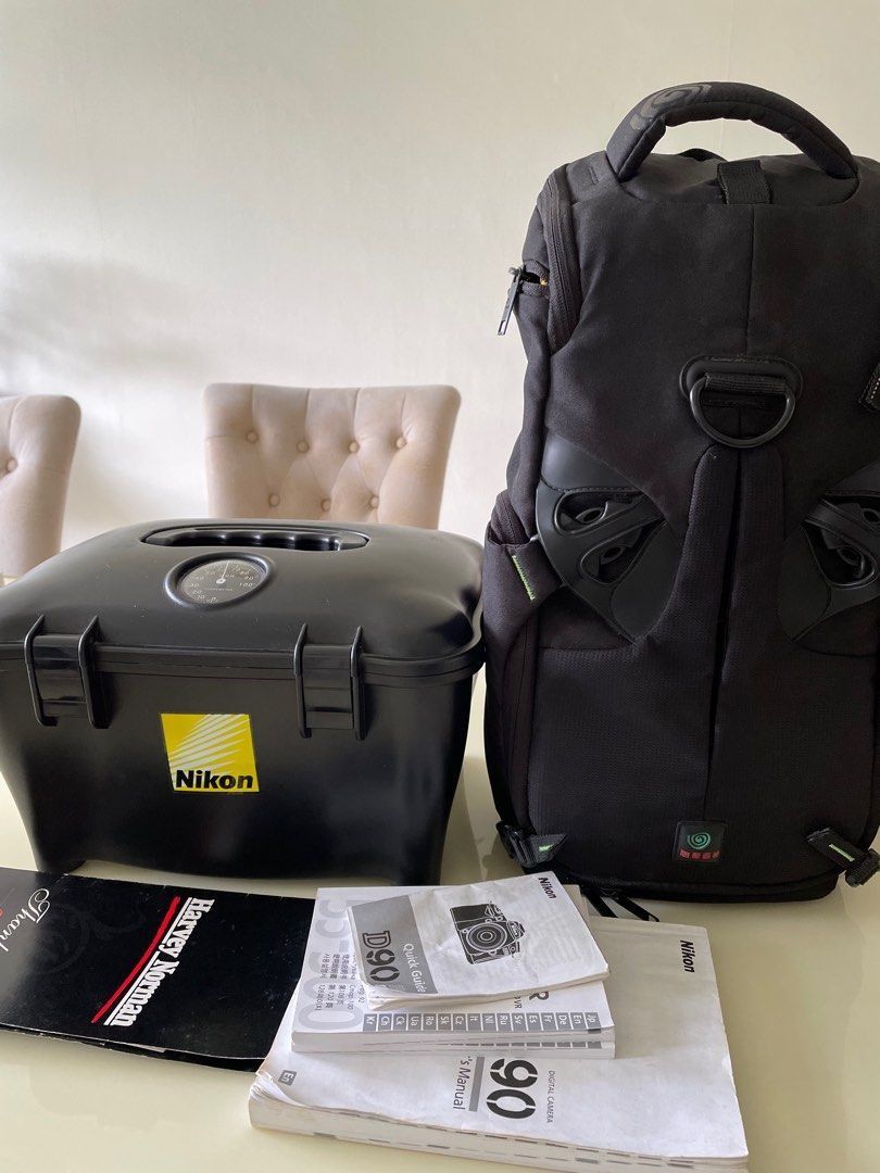 Nikon D90 body kit set, 3 lens, Manfrotto monopod, bag, dry box, Photography, Cameras on Carousell