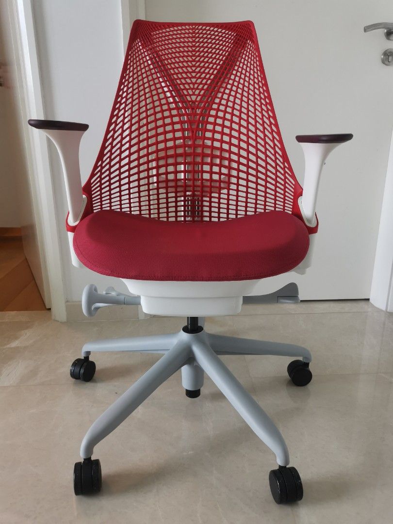 Original Herman Miller Sayl Chair - Red and White, Furniture & Home ...