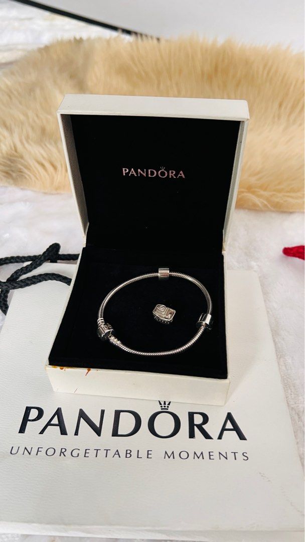 Genuine Pandora Bracelet with receipt 2 charms 2 stoppers, Women's ...