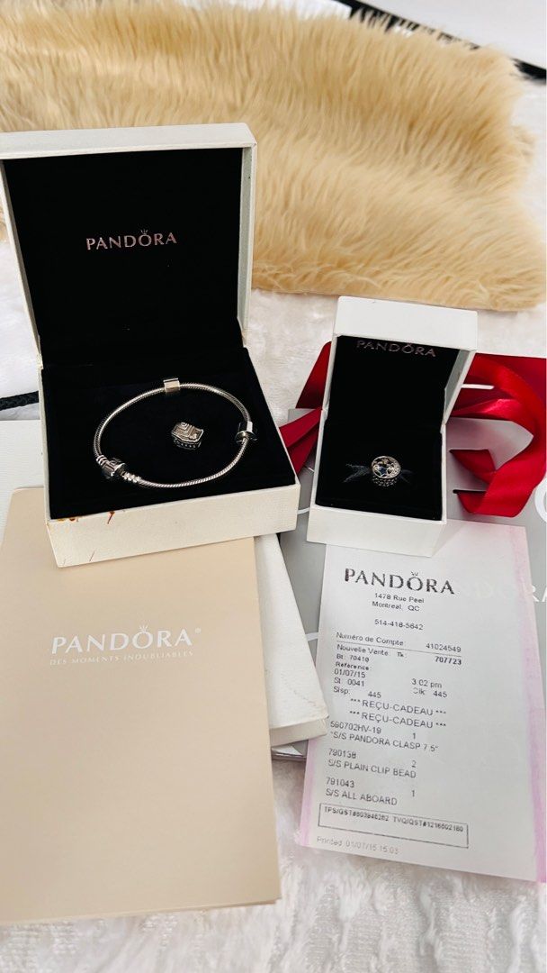Genuine Pandora Bracelet with receipt 2 charms 2 stoppers, Women's ...