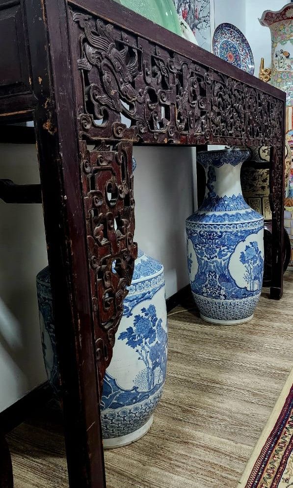 Peranakan table wood carving Chinese antique, Hobbies & Toys ...