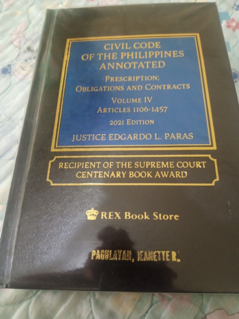 PRE-LOVED Civil Code of the Philippines Volume IV Obligations and ...