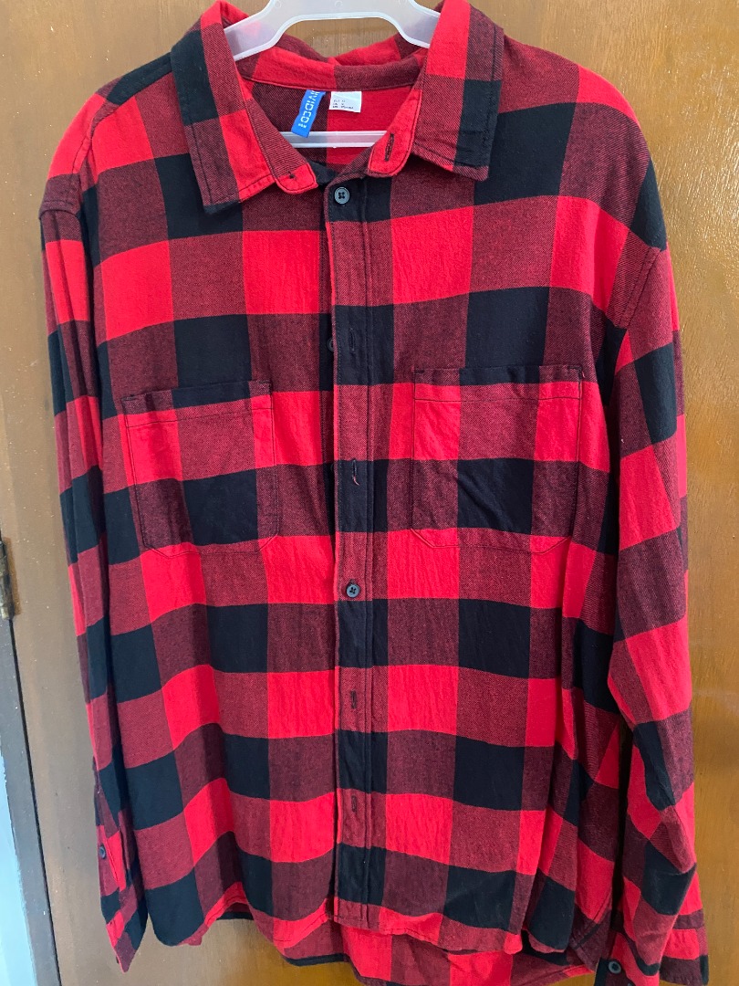 Red Flannel by H&M Divided Collection, Men's Fashion, Coats, Jackets ...