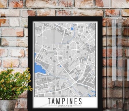 Singapore City Tampines Map Modern Art Decor Poster ML0280, Furniture ...