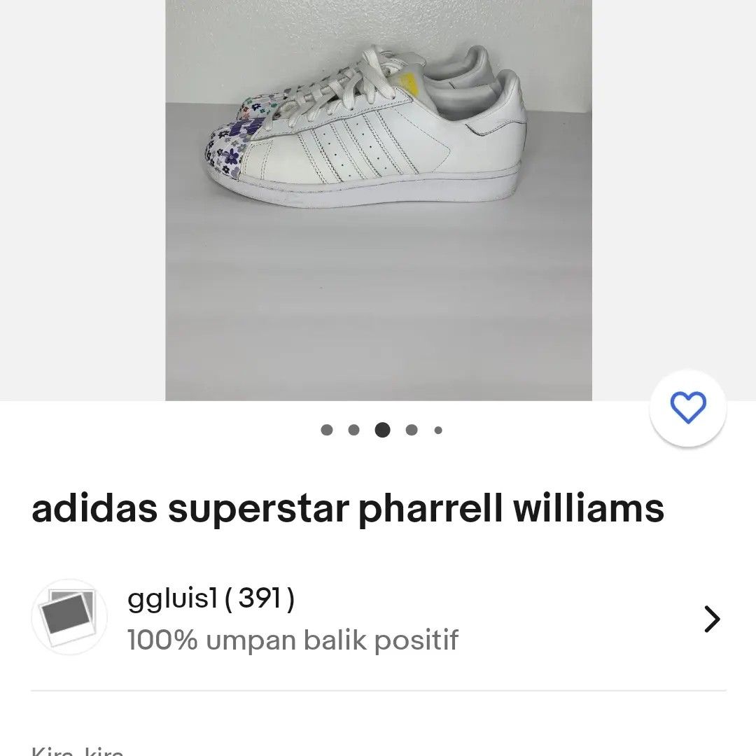 SIZE 43⅓ INSOLE 27,5 CM SEPATU SECOND ADIDAS SUPERSTAR PHARRELL ...