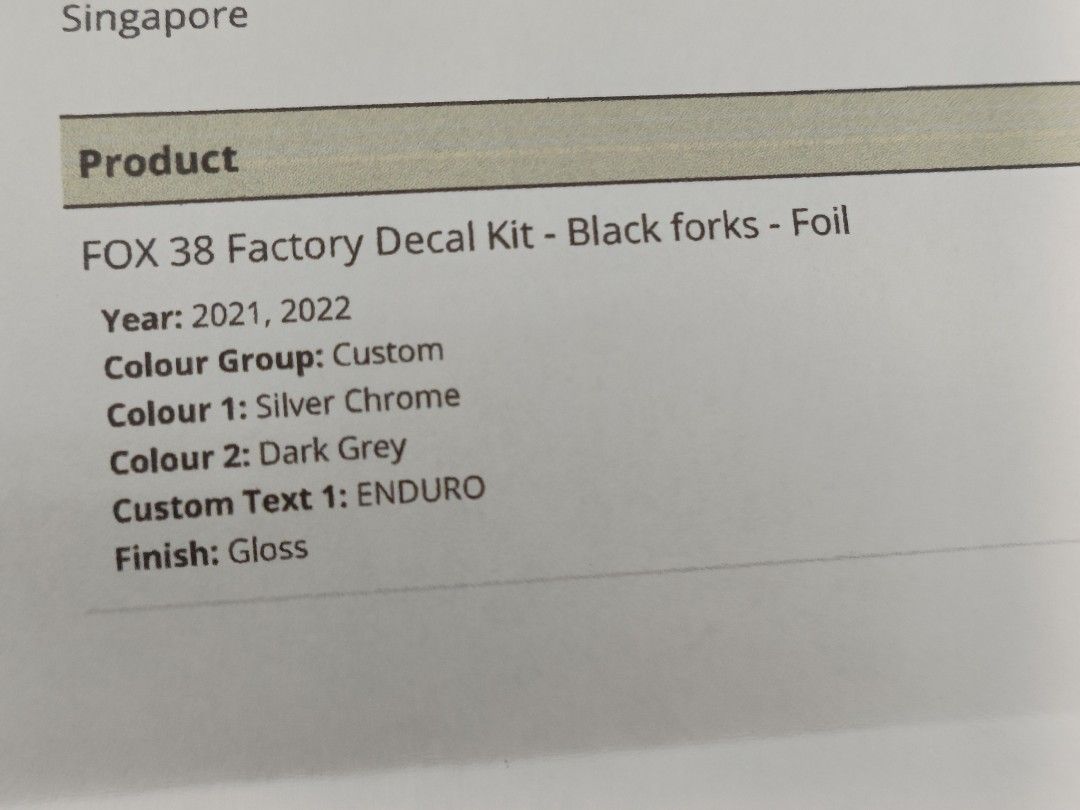 Slik Graphics FOX 38 Factory Decal Kit, Sports Equipment, Bicycles ...