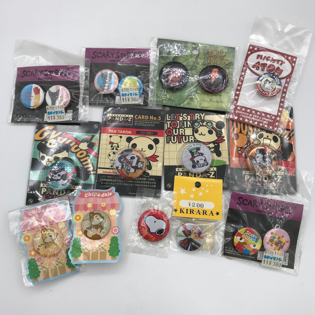 Snoopy,Chip n Dale,The Lord of the Rings,Panda-z,Scary Stories,阿童木扣針 日本 ...