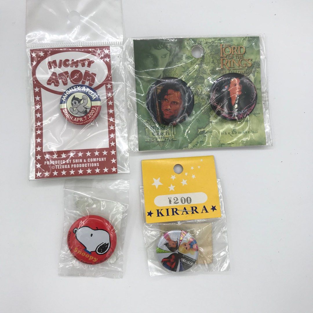 Snoopy,Chip n Dale,The Lord of the Rings,Panda-z,Scary Stories,阿童木扣針 日本 ...