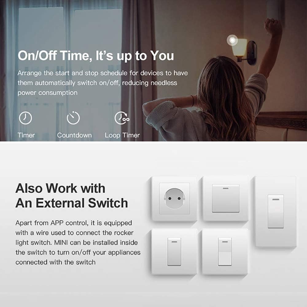 SONOFF Mini R2 WiFi Smart Switch DIY Switch 2-Way Programmable Light ...